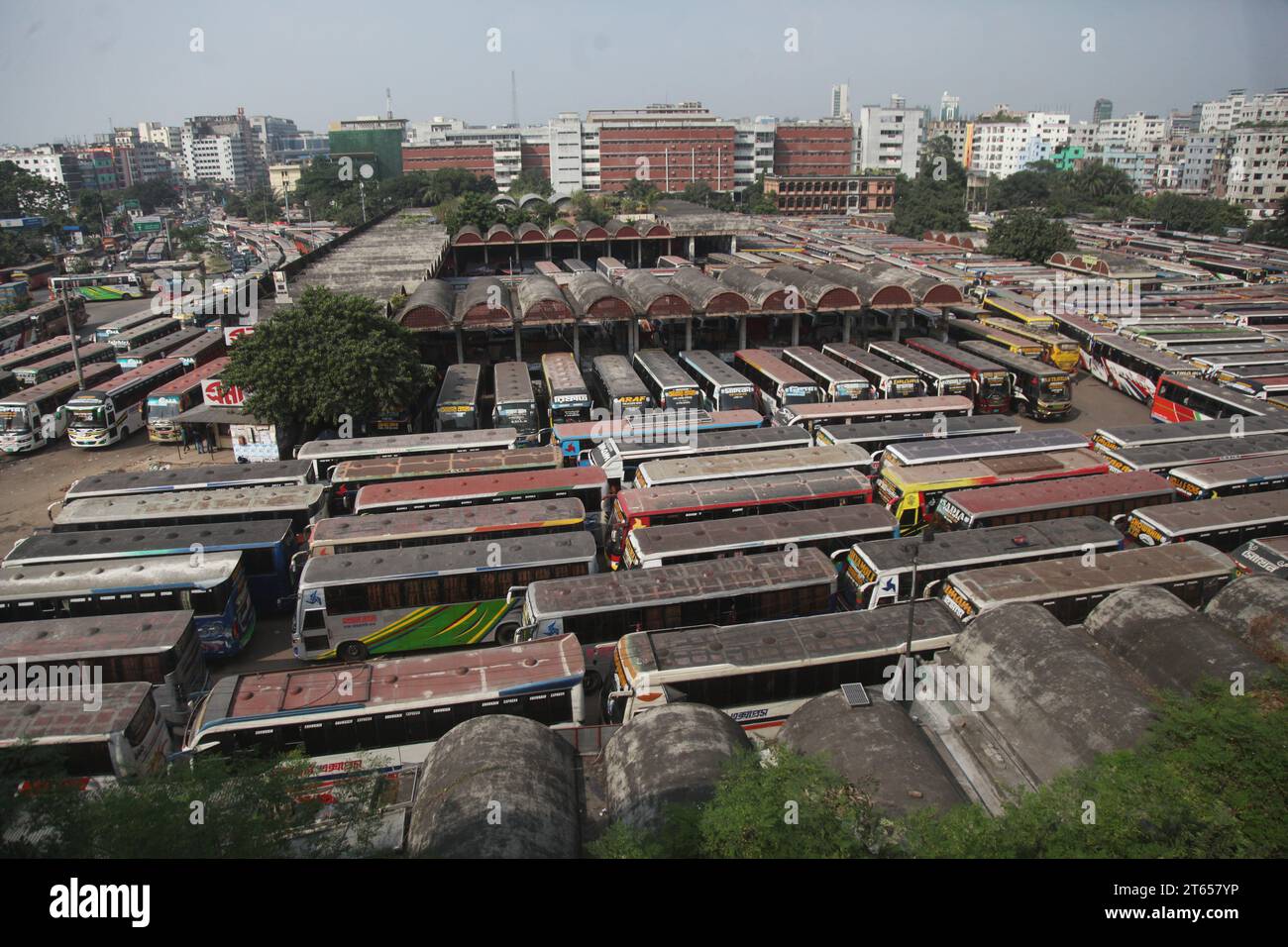 Dhaka Bangladesh november8,2023.No long-distance bus left the Mohakhali ...