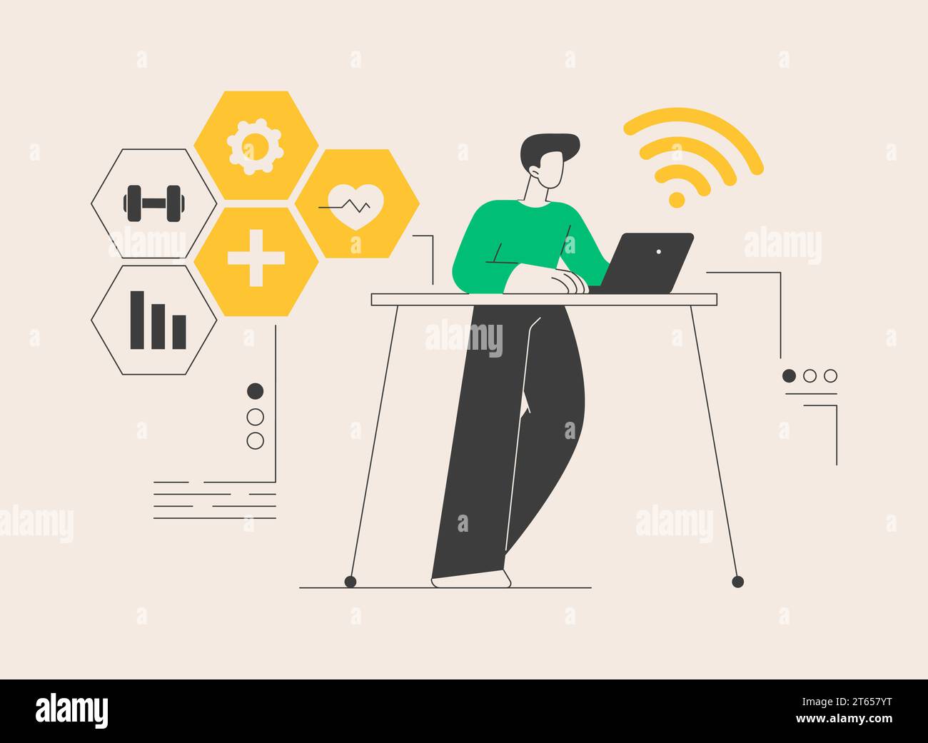 Health-focused IOT desks abstract concept vector illustration Stock ...
