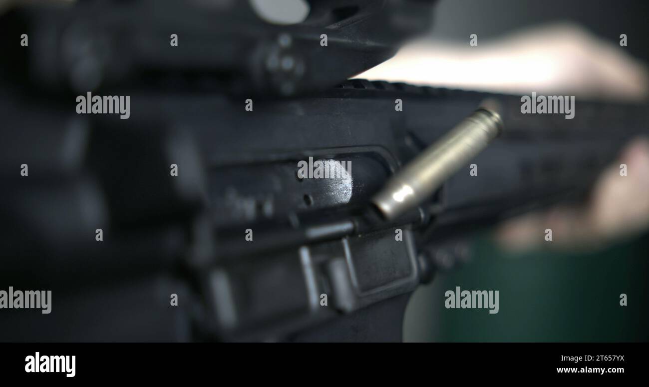 Assault Rifle Firing in 800fps Super Slow-Motion, Detailed Close-Up of ...