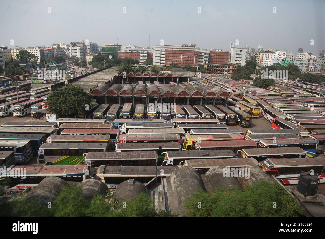Dhaka Bangladesh november8,2023.No long-distance bus left the Mohakhali ...