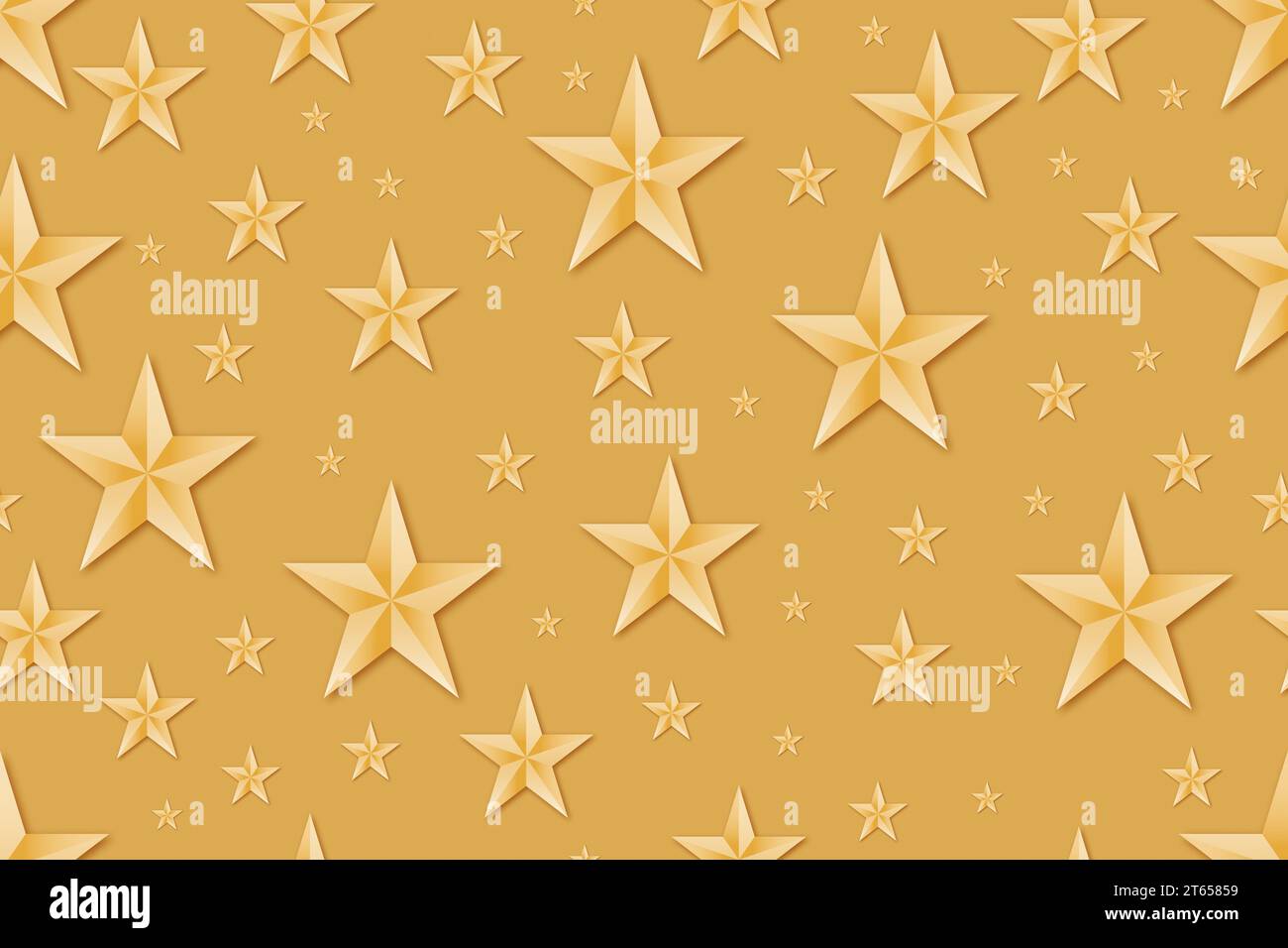 Golden five point stars in a seamless repeat pattern design ...
