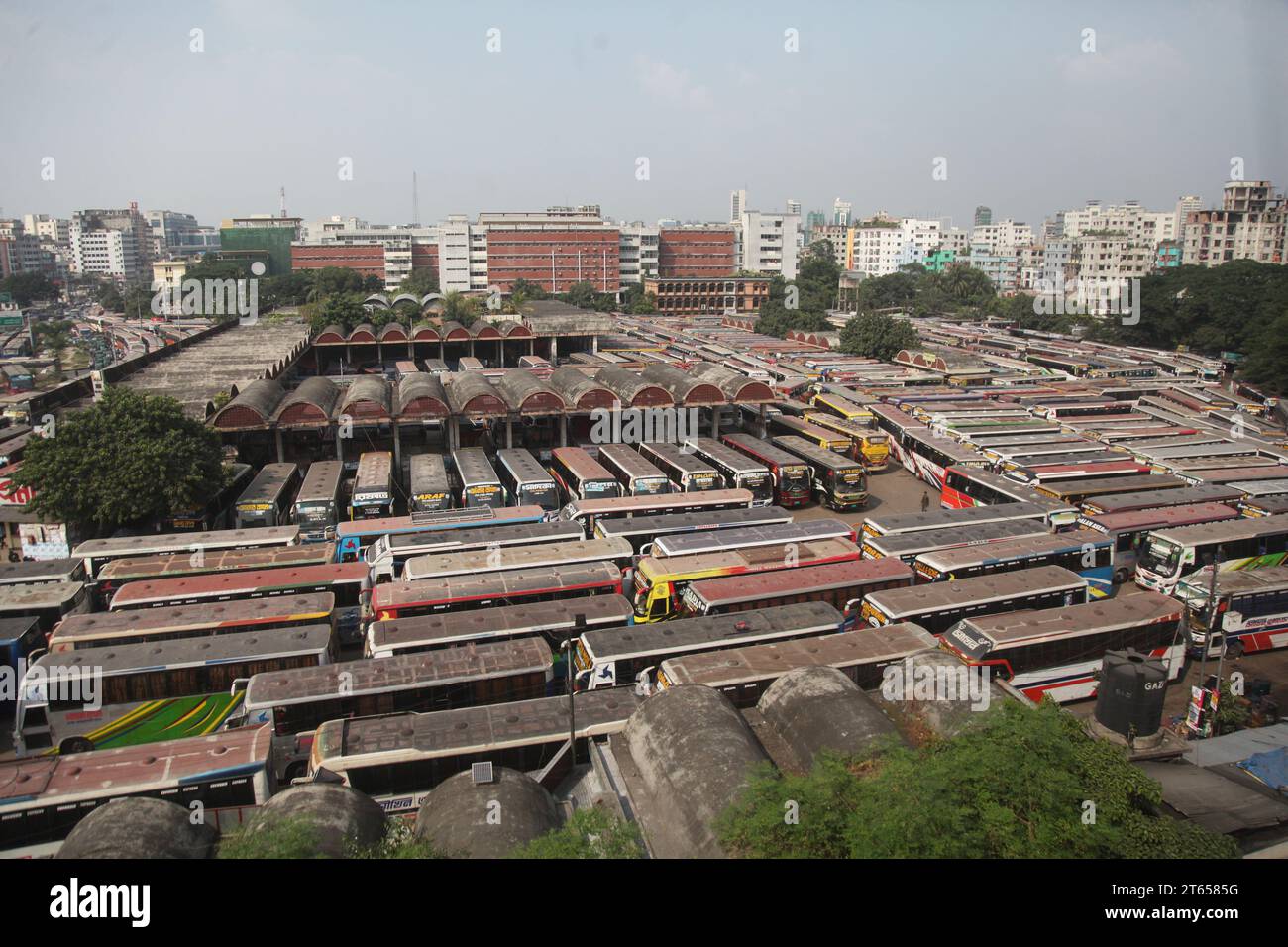 Dhaka Bangladesh november8,2023.No long-distance bus left the Mohakhali ...