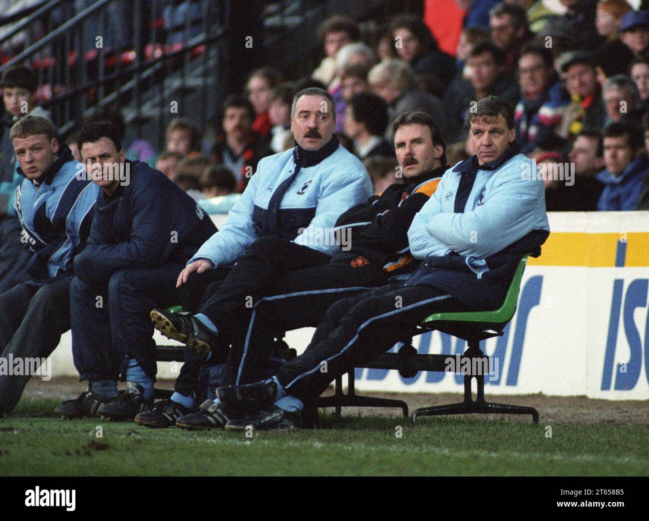 WATFORD V WOLVES AT VICARAGE ROAD 9/1/93 Gloomy looks from Graham ...