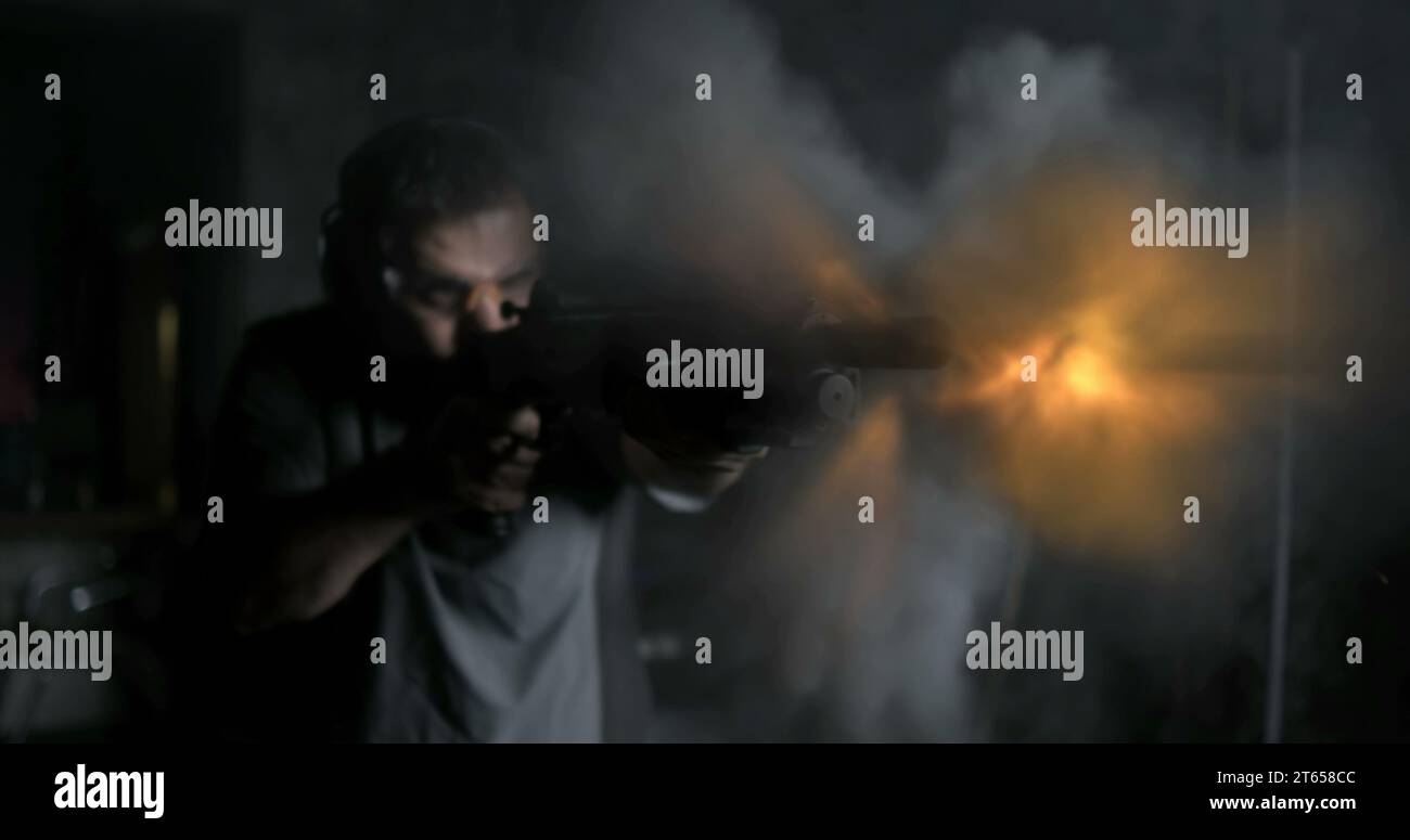 Man Firing Powerful Shotgun, High-Speed 800fps Slow-Motion Capture ...