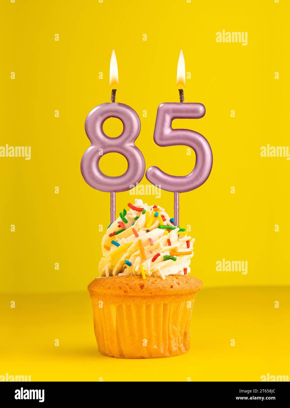 Birthday candle number 85 - Invitation card with yellow background ...