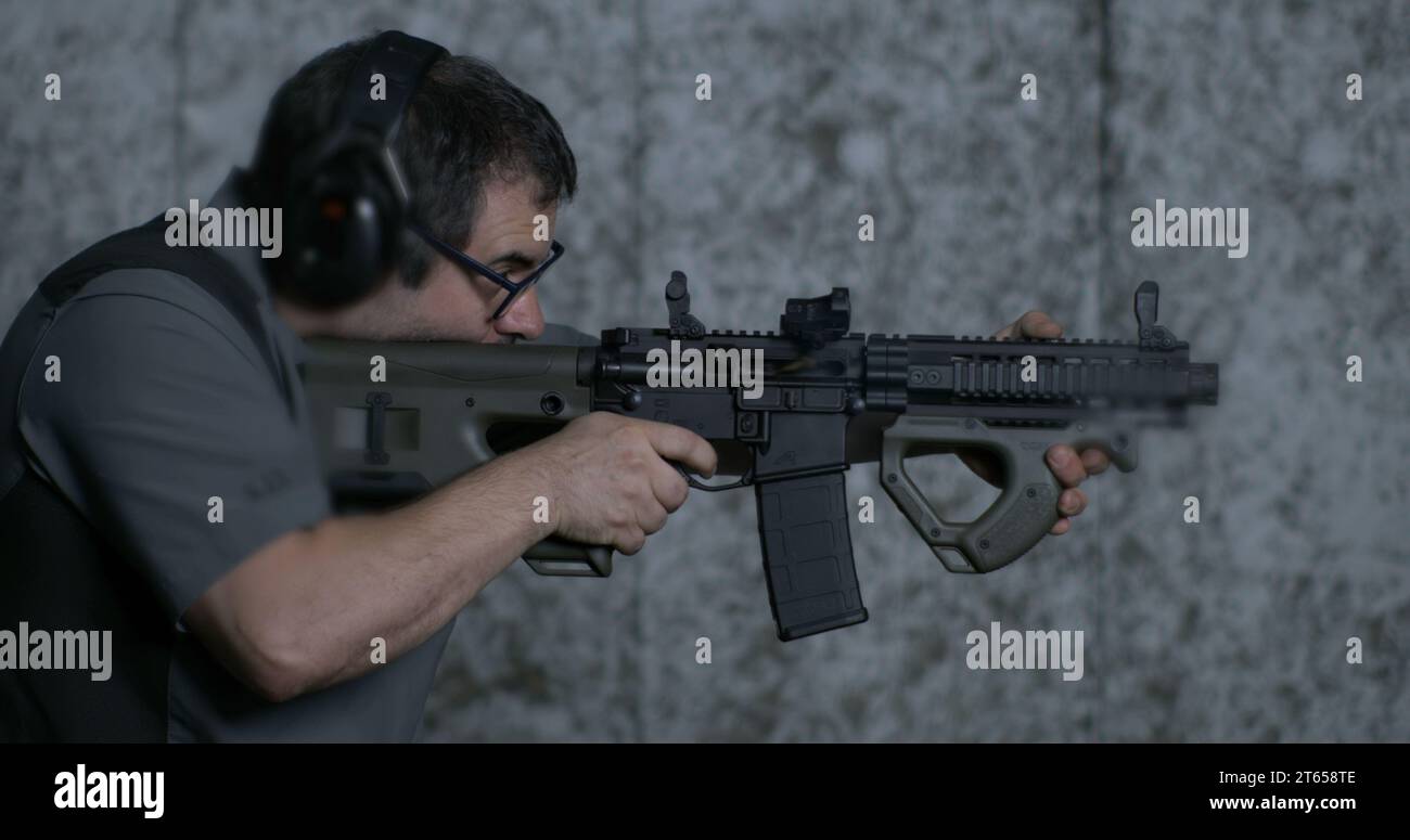 Firing a CQR rifle in super slow-motion 800 fps at shooting range ...