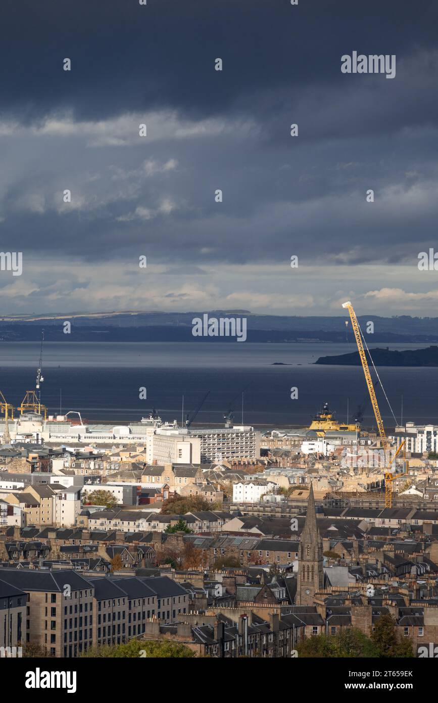 Edinburgh, Scotland, UK - View from Calton Hill to Leith and River ...