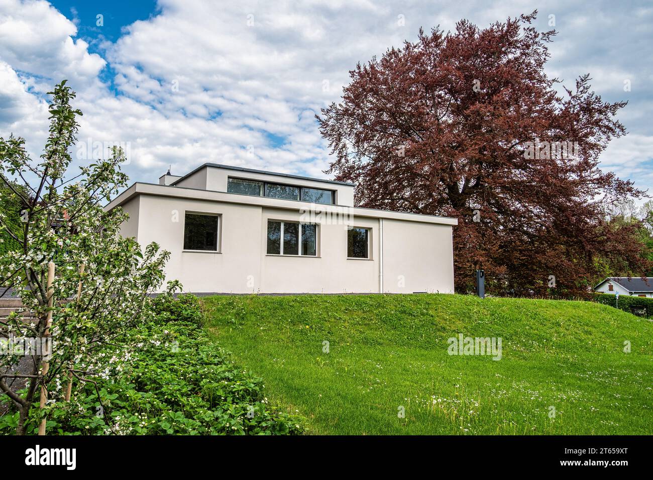 Haus am Horn building in Weimar, Germany with grass lawn. Haus am Horn ...