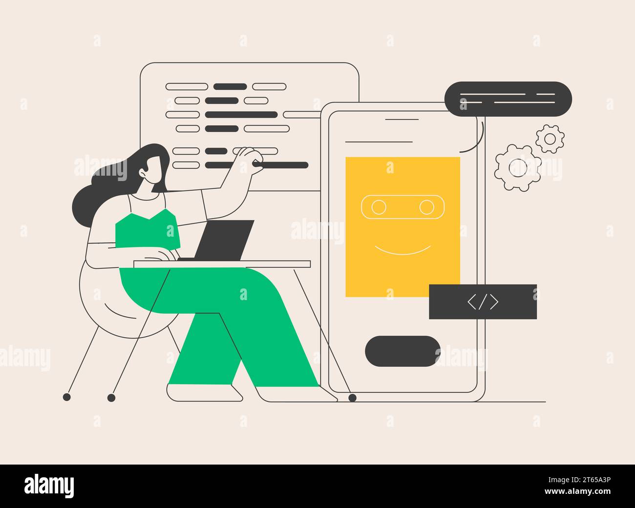 Chatbot app development abstract concept vector illustration Stock ...