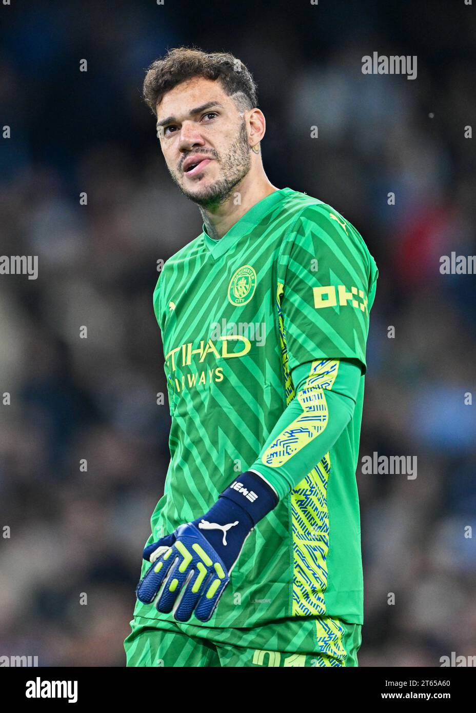 Manchester, UK. 7th November, 2023. Ederson #31 of Manchester City ...