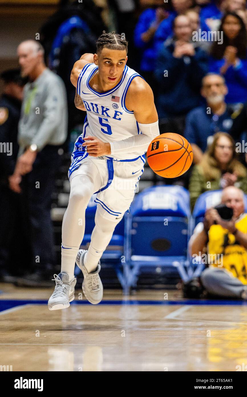 November 1, 2023: Duke Blue Devils Tyrese Proctor (5) brings the ball ...
