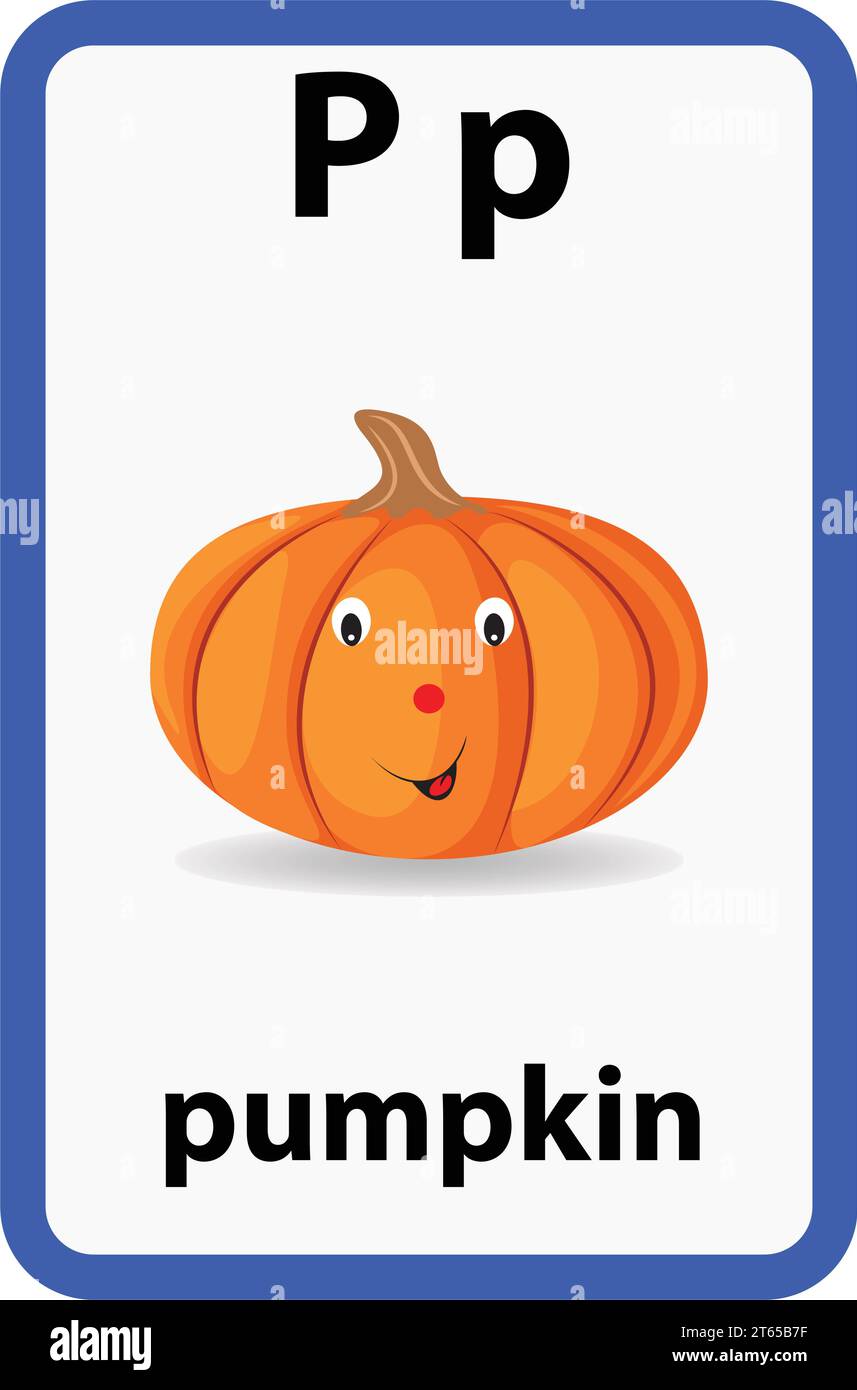Alphabet flashcard for children with the letter p from pumpkin Stock ...
