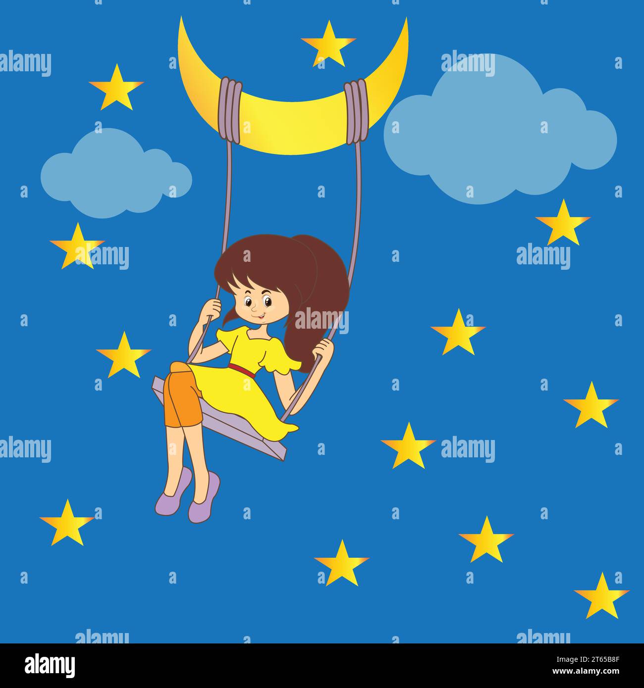 Clouds stars moon Stock Vector Images - Alamy