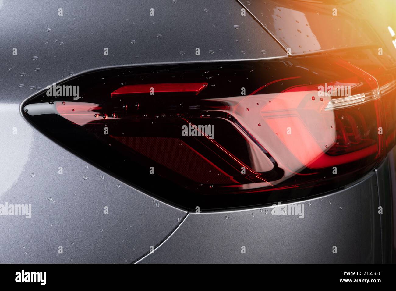 Rear red led tail car light on gray color close up view Stock Photo - Alamy