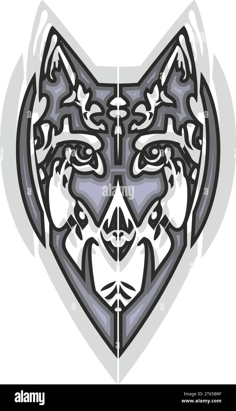 Gray wolf head on white for textiles or sports emblems. Howling wolf ...