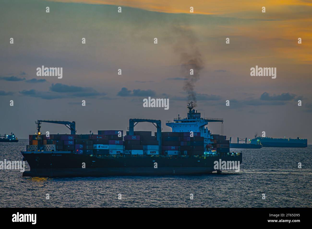 Guatemala, Puerto Quetzal - July 20, 2023: Evening sunset cloudscape ...