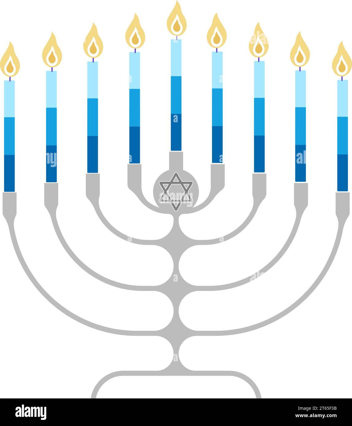 Menorah clip art. Hanukkah candelabrum with candles. Flat Vector ...
