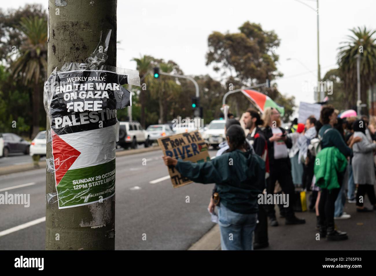 A sign announcing weekly rallies at State Library of Victoria is seen ...