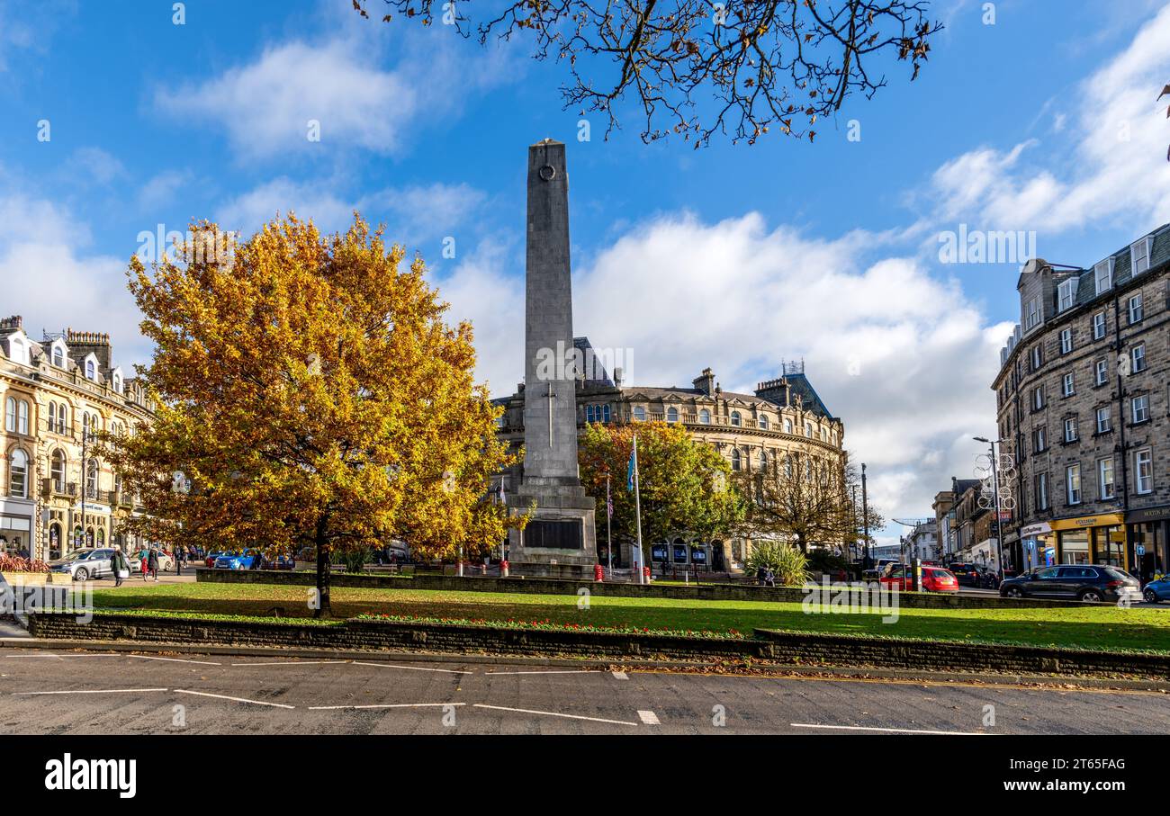 HARROGATE, UK - NOVEMBER 7, 2023. Landscape panorama of The Cenotaph ...