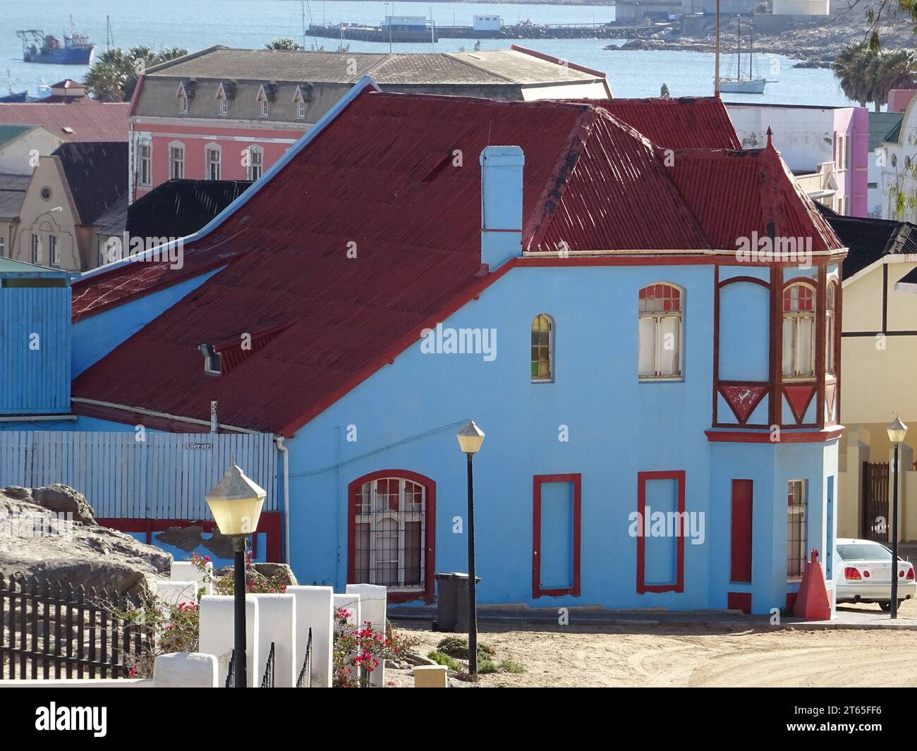 The town of Luderitz in Namibia, with typical german looking houses ...