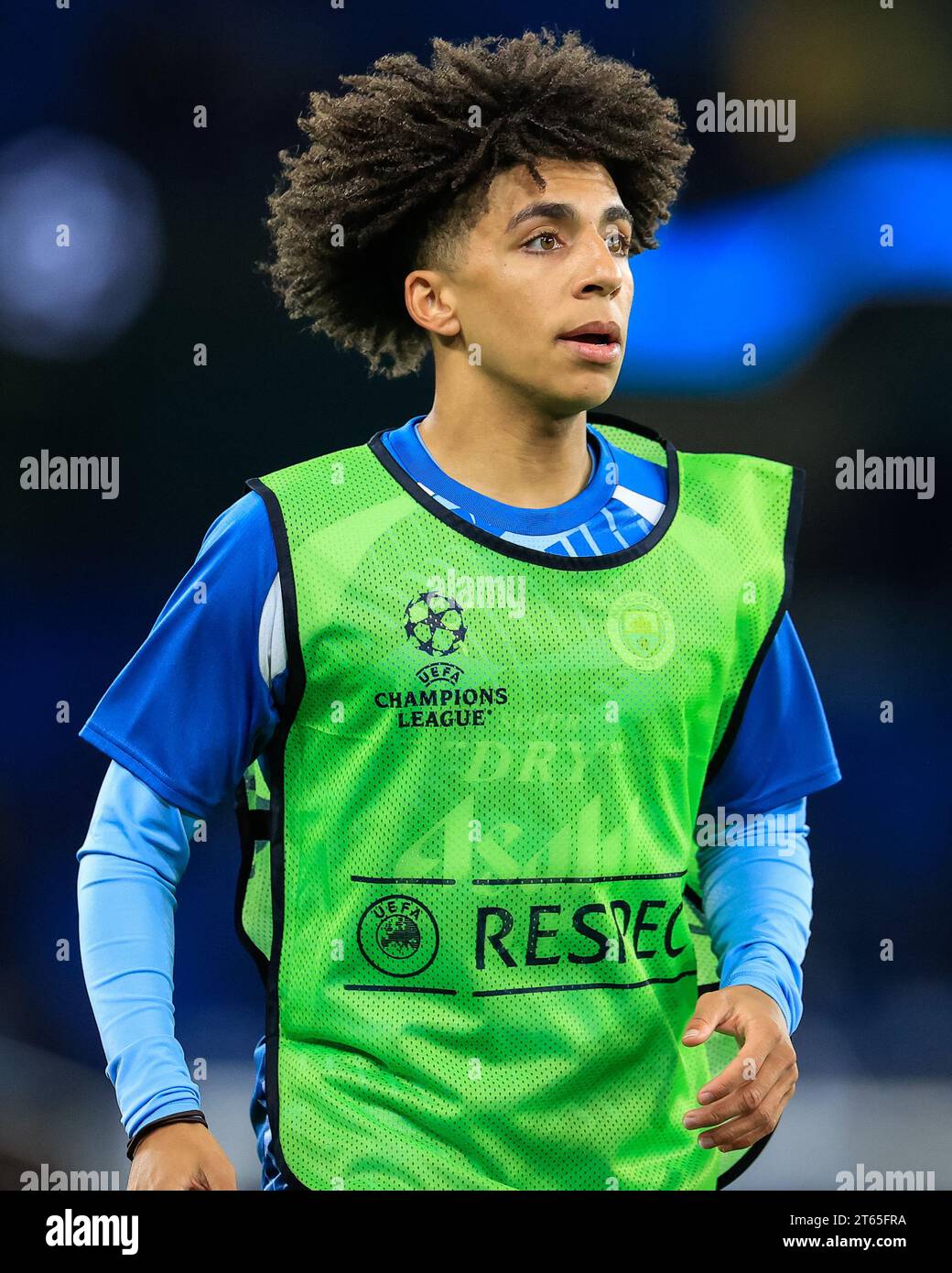 Rico Lewis #82 of Manchester City in the pregame warmup session during ...