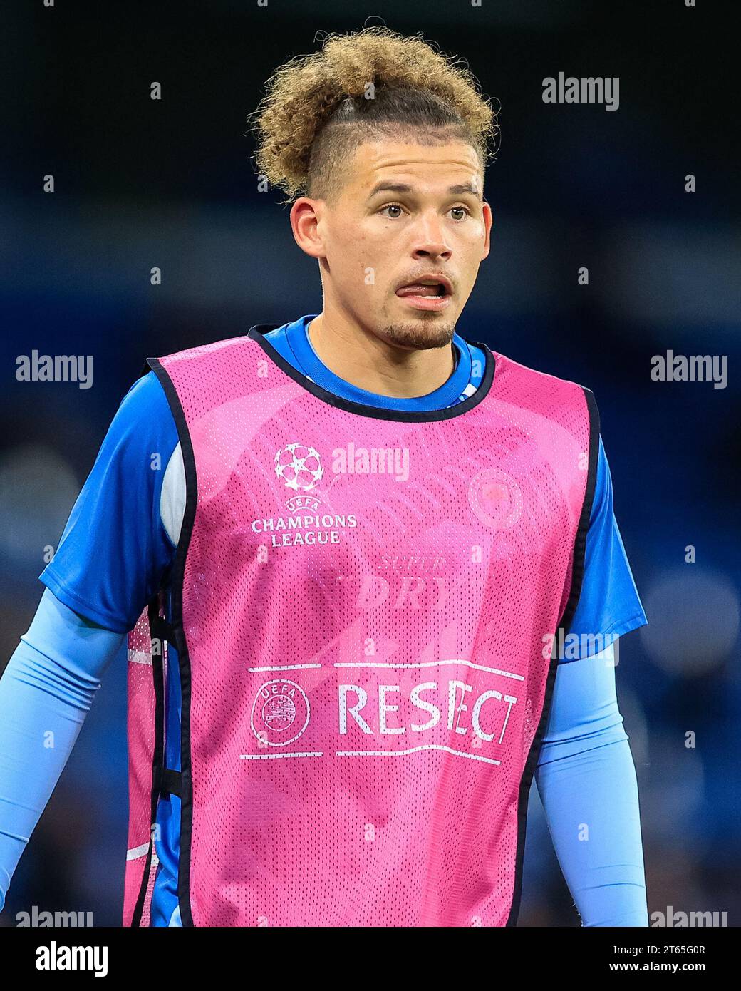 Kalvin Phillips #4 of Manchester City in the pregame warmup session during the UEFA Champions ...