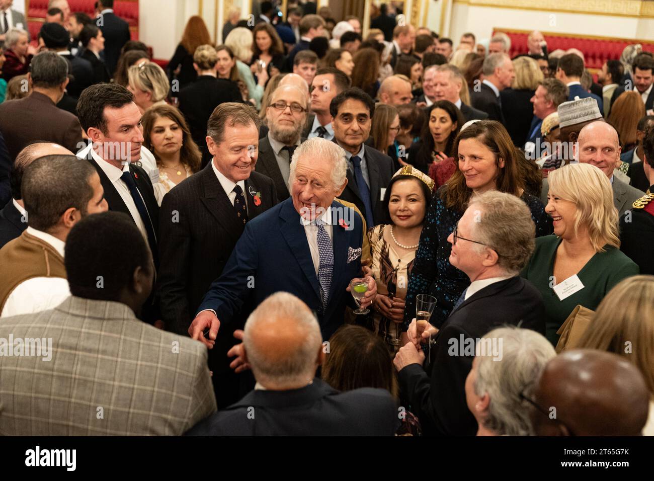 King Charles III during a reception at Buckingham Palace, central ...