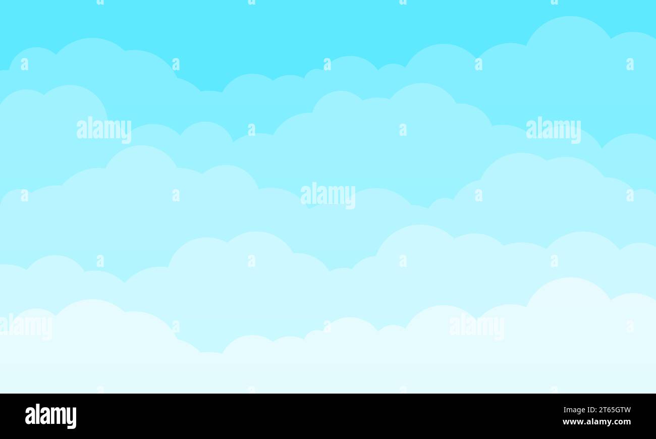 Cloud sky cartoon background. Blue sky with fluffy clouds pattern ...