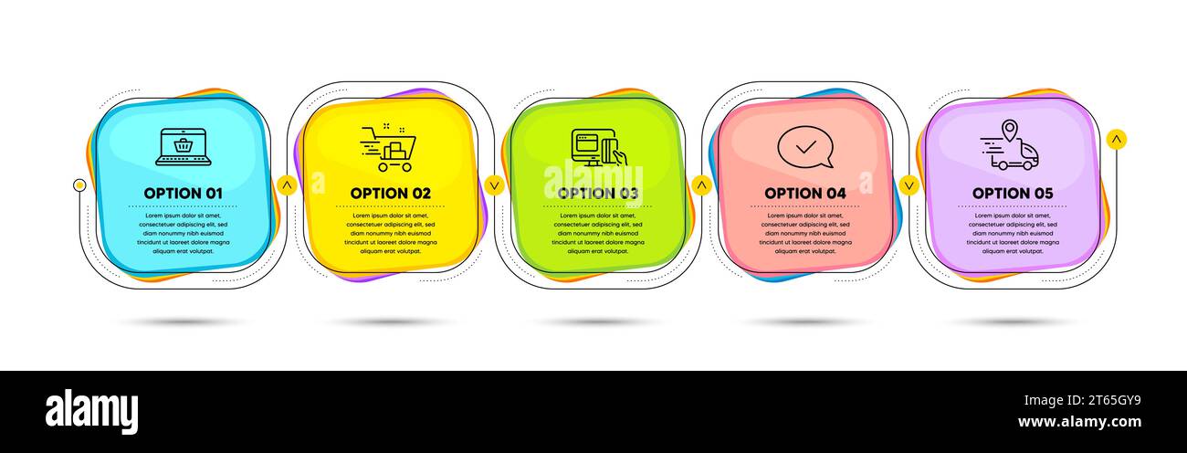 Infographic timeline with icons and 5 steps. Buying process with numbers. Presentation timeline ...