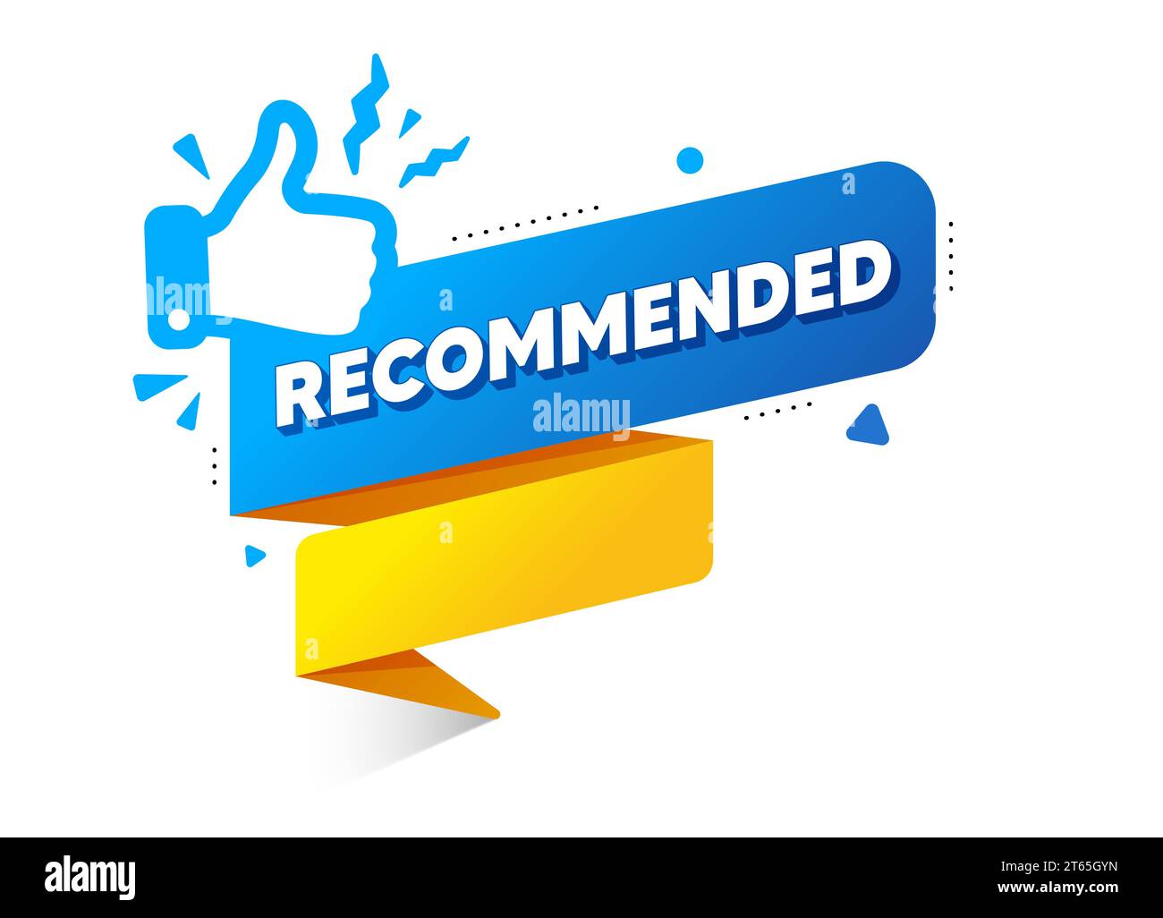 Recommended banner with thumbs up. Recommend speech bubble. Best deal ...