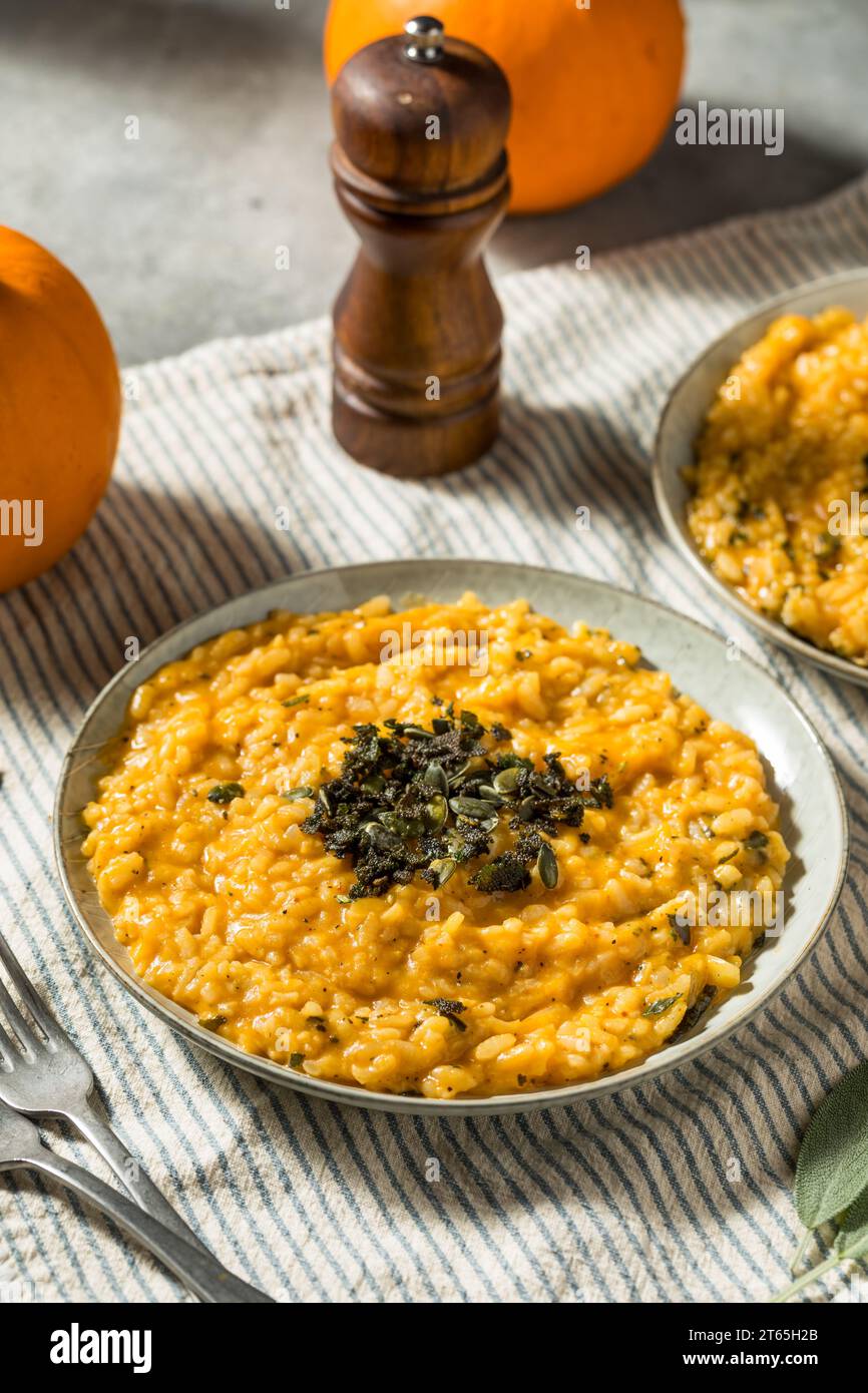 Homemade Autumn Pumpkin Risotto with Sage and Butter Stock Photo - Alamy