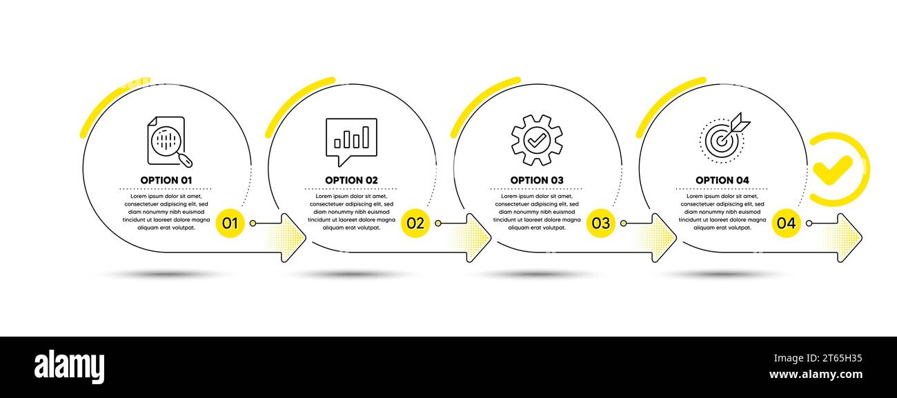 Infographic timeline with icons and 4 steps. Options process with ...