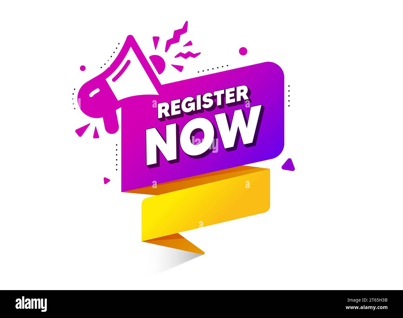 Register now vector banner. Free registration with megaphone ...