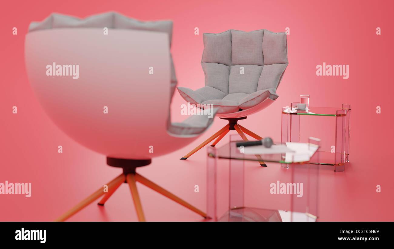 nice looking 3D interview chair setting in front of white backdrop ...