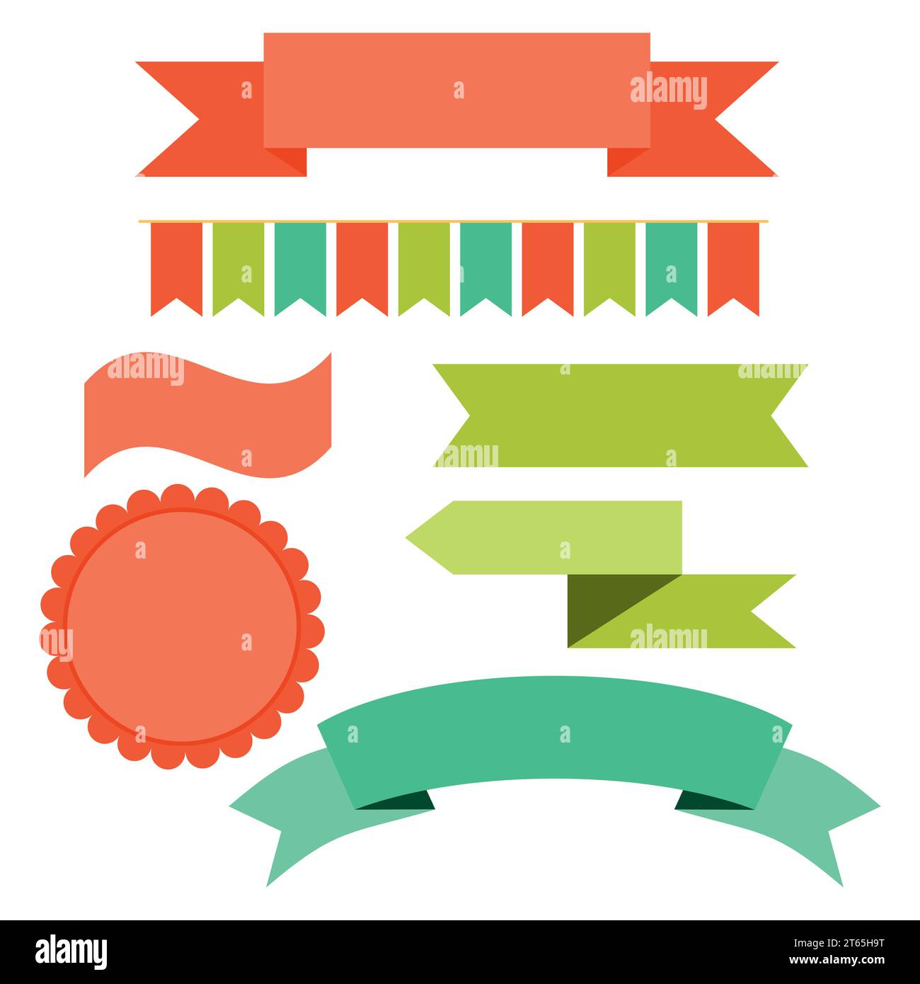 Bright curly banners for headings, flags for decoration. Vector ...