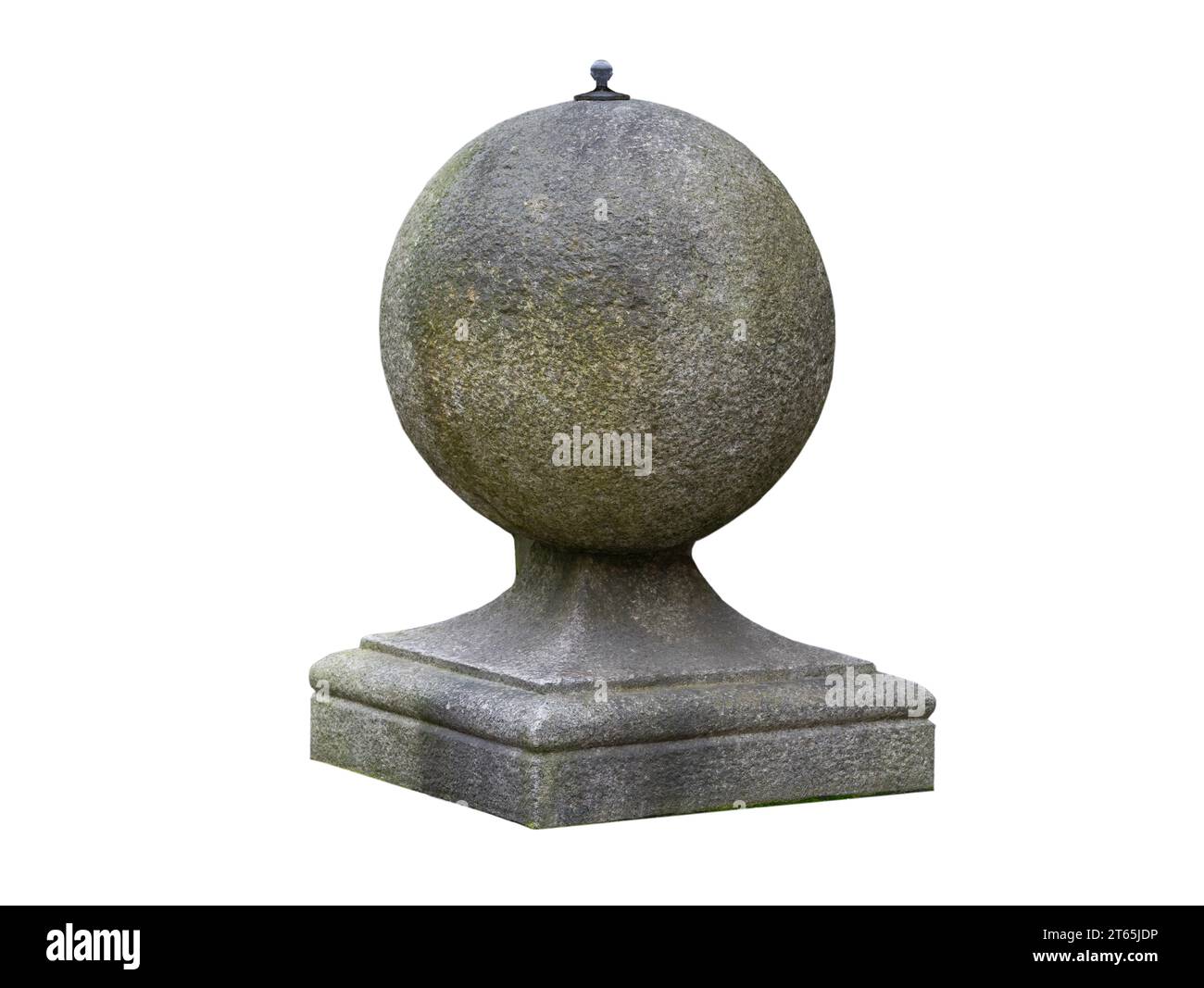 medieval stone ball on stand isolated on white background Stock Photo ...