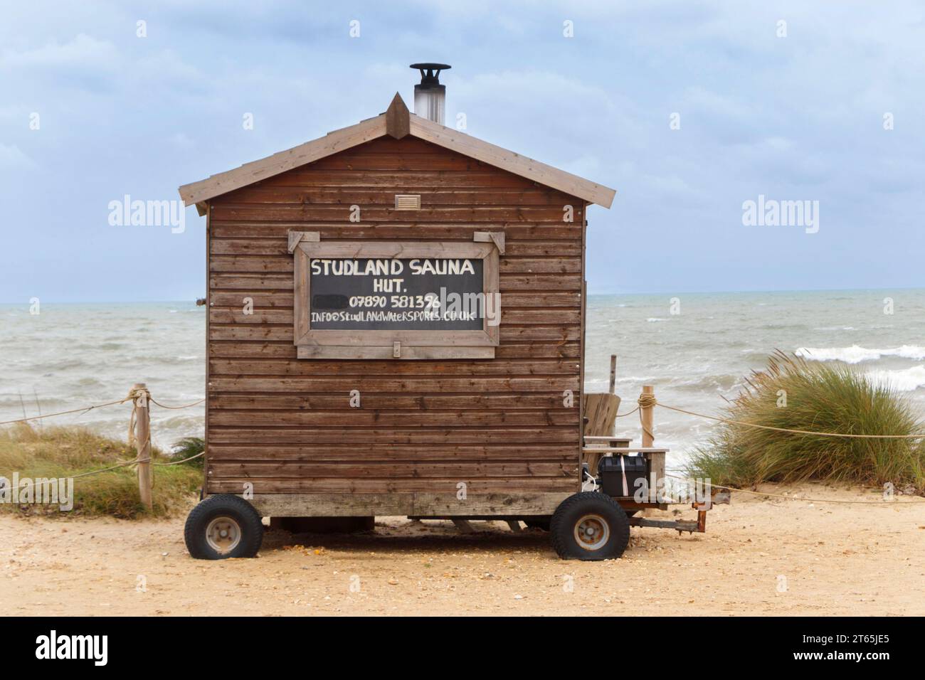 timber studland sauna hut Stock Photo - Alamy