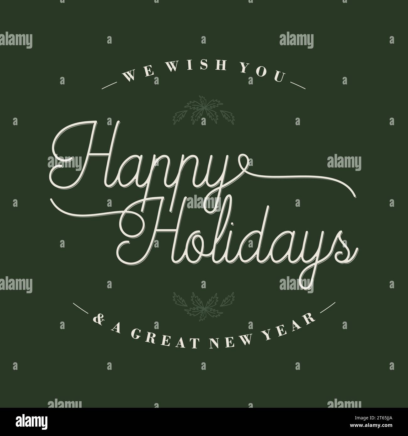 Happy Holidays lettering floral emblem and background design. Vector ...