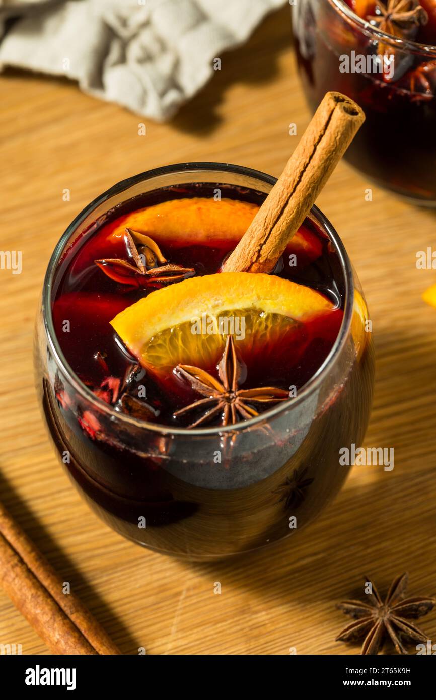 Warm Refreshing Red Mulled Wine with Cinnamon and Orange Stock Photo ...