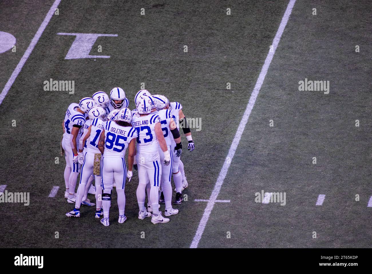 November 5, 2023: Indianapolis Colts huddle up during the first quarter ...