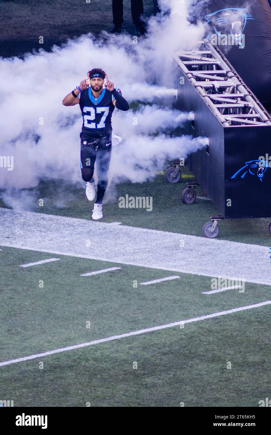 November 5, 2023: Carolina Panthers safety Alex Cook (27) runs out for ...