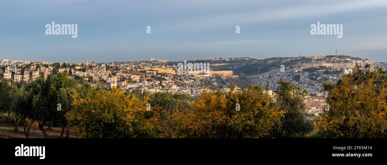 A breathtaking, panoramic view of the ancient, Old City of Jerusalem ...