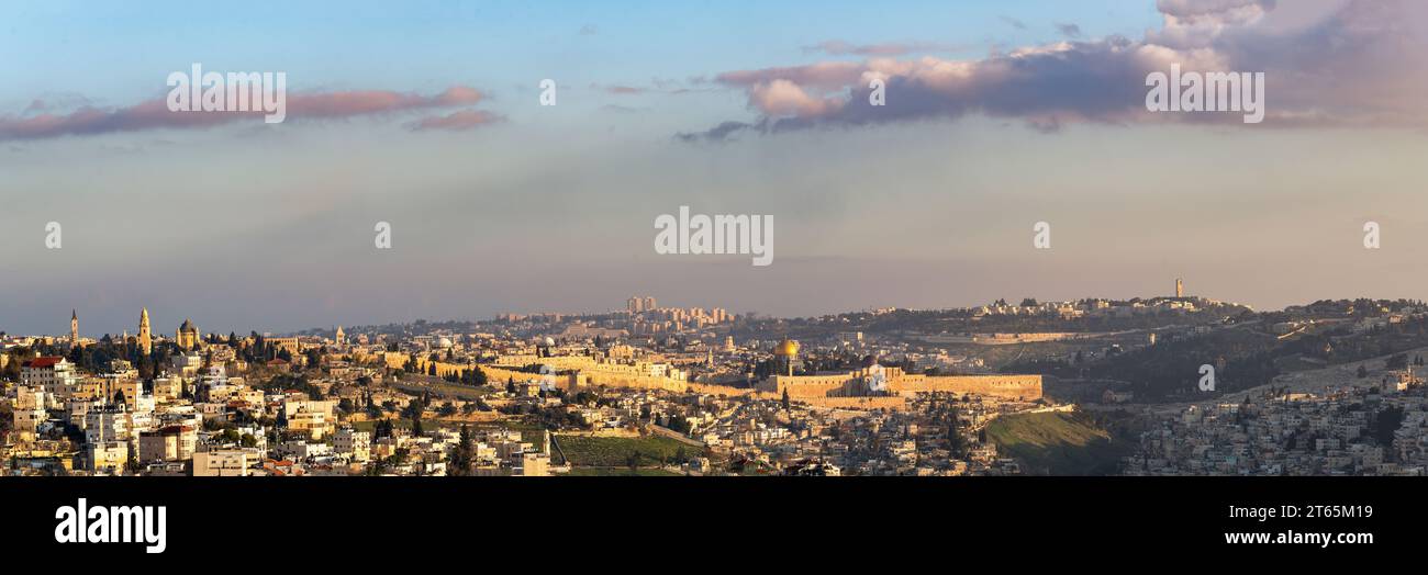 A breathtaking, panoramic view of the ancient, Old City of Jerusalem ...