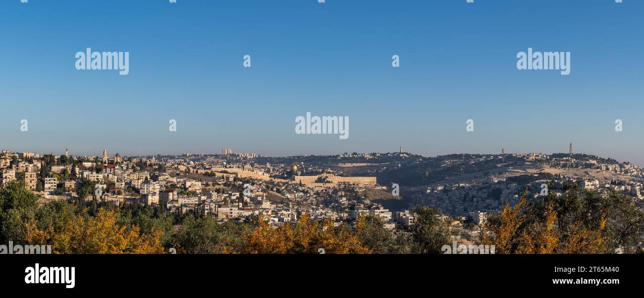 A breathtaking, panoramic view of the ancient, Old City of Jerusalem ...