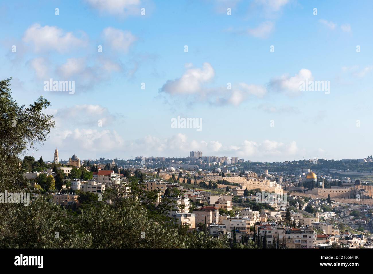 A breathtaking view of the ancient, Old City of Jerusalem, its walls ...