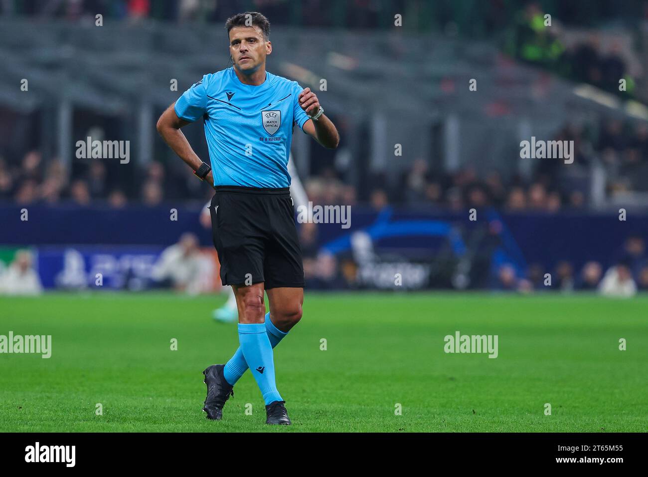 Referee Jesus Gil Manzano seen in action during UEFA Champions League ...