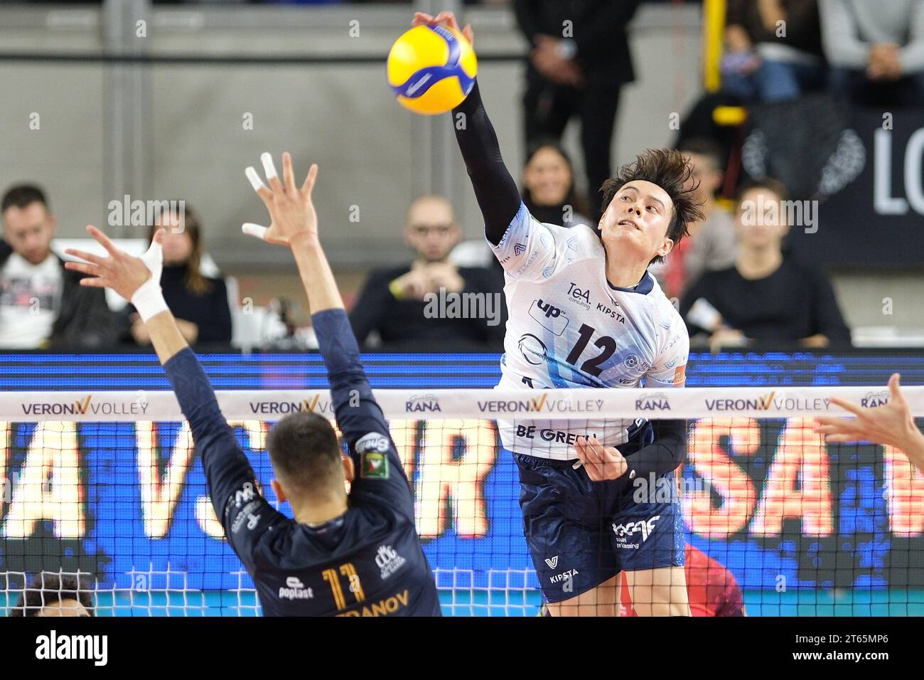 Verona, Italy. 08th Nov, 2023. Spike of Ran Takahashi of Mint Vero Volley Monza during the match ...