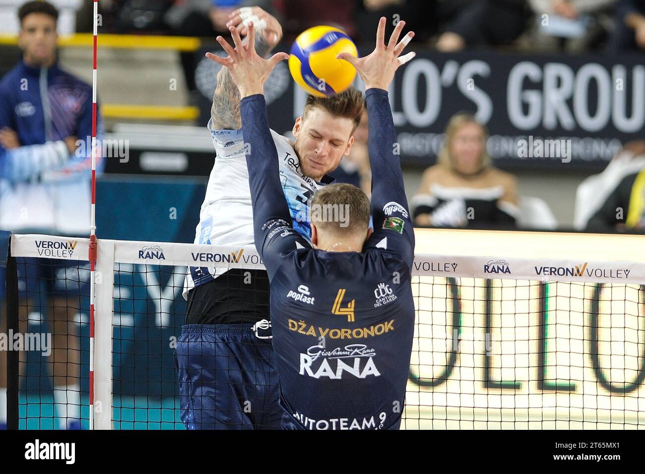 Verona, Italy. 08th Nov, 2023. Spike of Arthur Szwarc of Mint Vero Volley Monza during the match ...