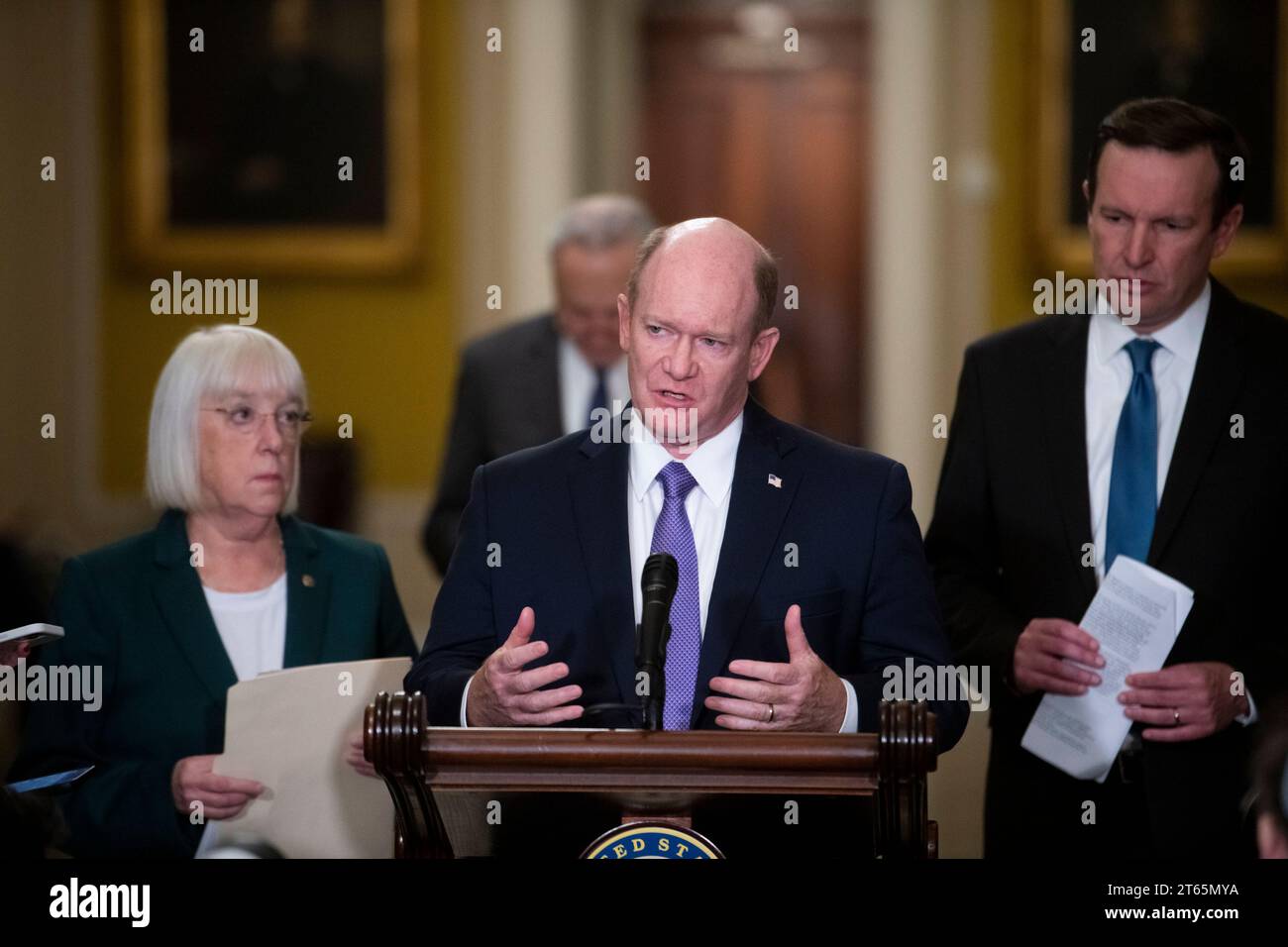 United States Senator Chris Coons (Democrat of Delaware) offers remarks ...