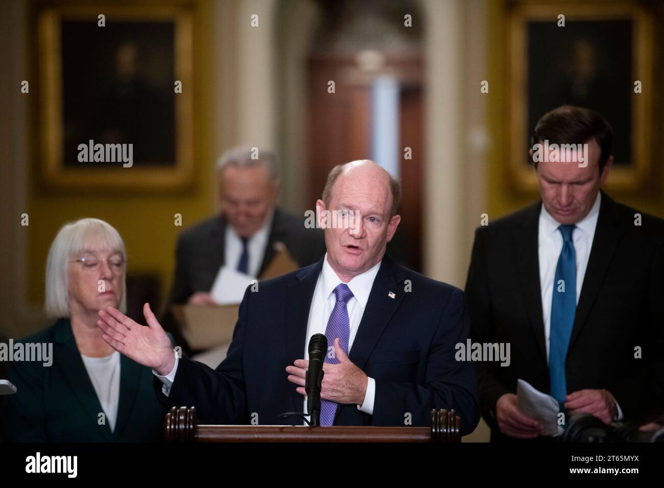 United States Senator Chris Coons (Democrat of Delaware) offers remarks ...